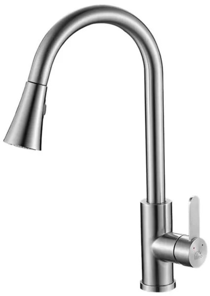 Laveo Bona, kuchyňská baterie stojící h-437, ušlechtilá ocel, LAV-BAB_269U