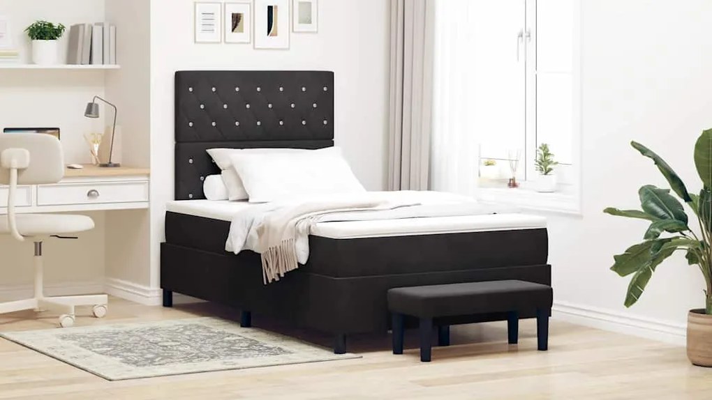 Postel s boxspringem s polštářem Černá 190 x 120 cm samet 3344434
