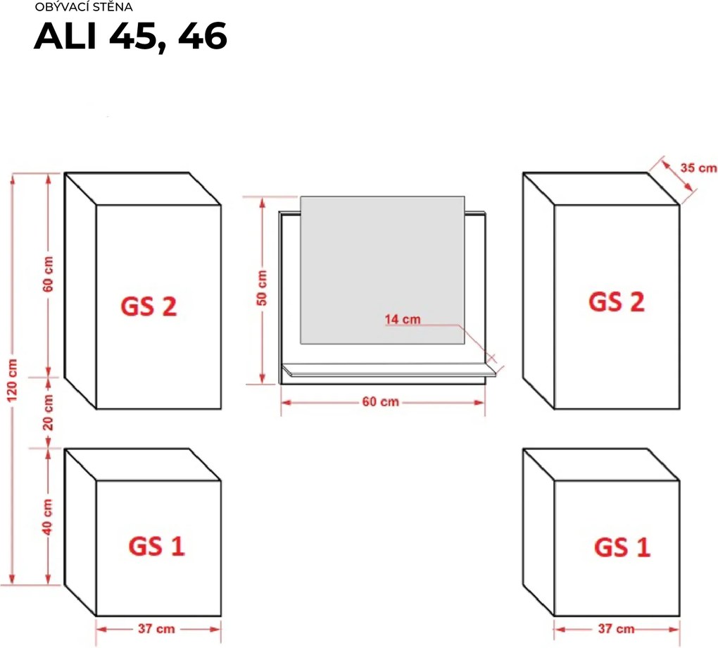 Ral Koupelnová stěna ALI 45 - Černý lesk