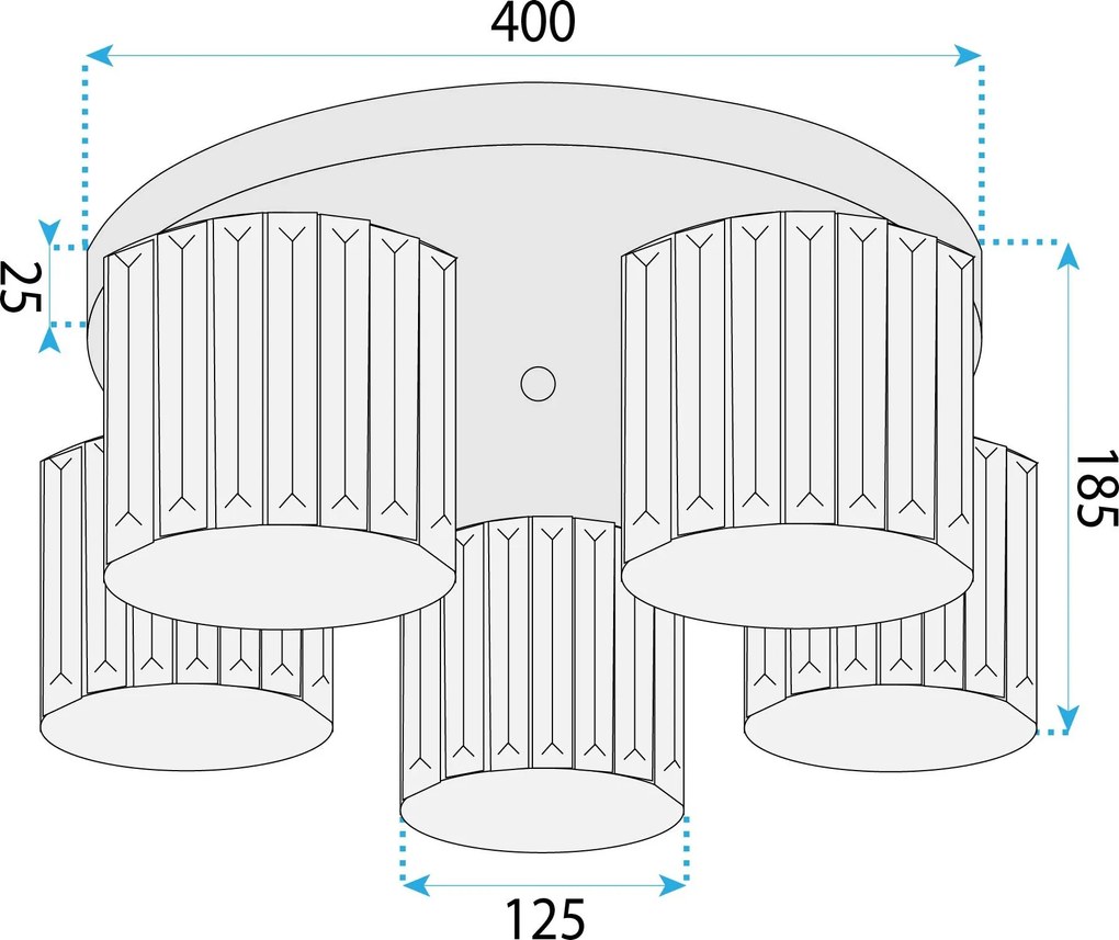 Toolight Rea, Stropní svítidlo EBT023-5C BLACK, OSW-01223