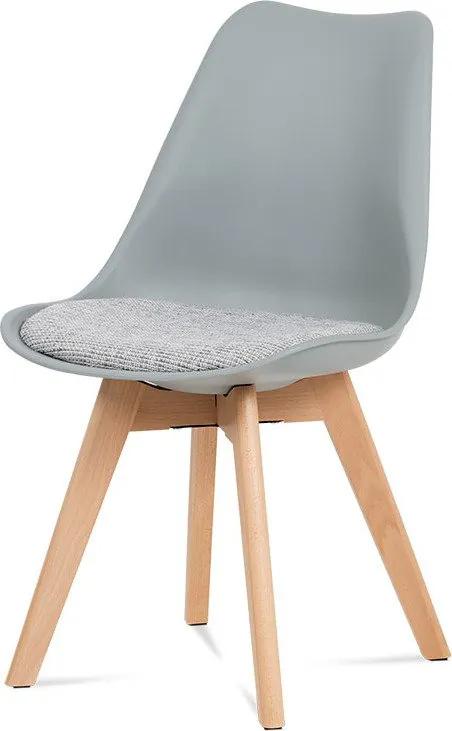 Autronic Jídelní židle, šedý plast, šedá tkanina, masiv natural CT-722 GREY