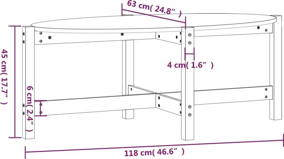 vidaXL Konferenční stolek 118 x 63 x 45 cm masivní borové dřevo [822317] Barva: Bílá