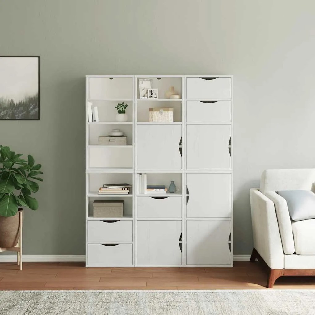 Boční skříňky 6 ks "ODDA" Bílá 40x24x79 cm Borovicový masiv 3365355