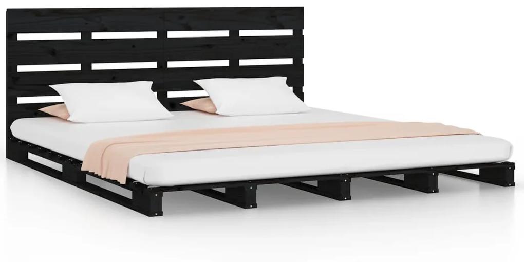 vidaXL Rám postele černý 200 x 200 cm masivní borovice