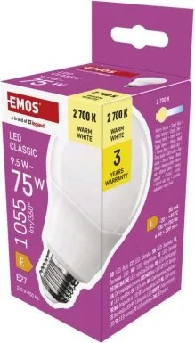 Emos lighting LED žárovka Classic A60 / E27 / 9,5 W (75 W) / 1055 lm / teplá bílá 1525733280