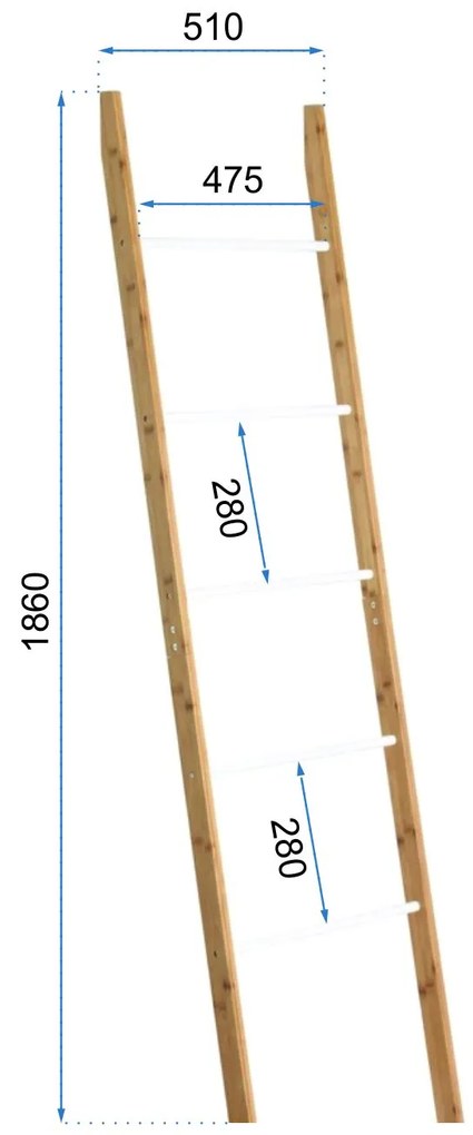 Rea - Tutumi, Vysoký bambusový žebříkový policový systém 186cm BBP3061/5, hnědá, HOM-03693
