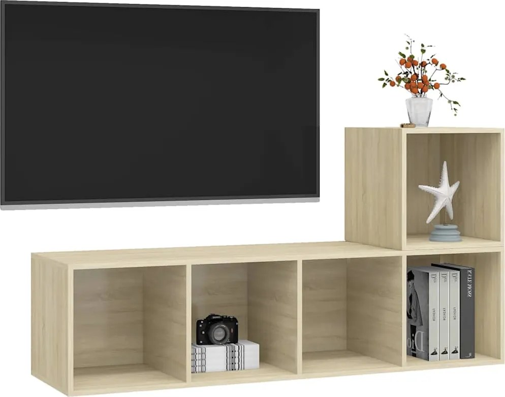 2dílný set TV skříněk dub sonoma dřevotříska 3079802