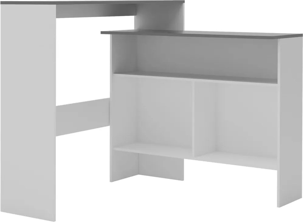 Barový stůl se 2 stolními deskami bílý a šedý 130 x 40 x 120 cm 280221