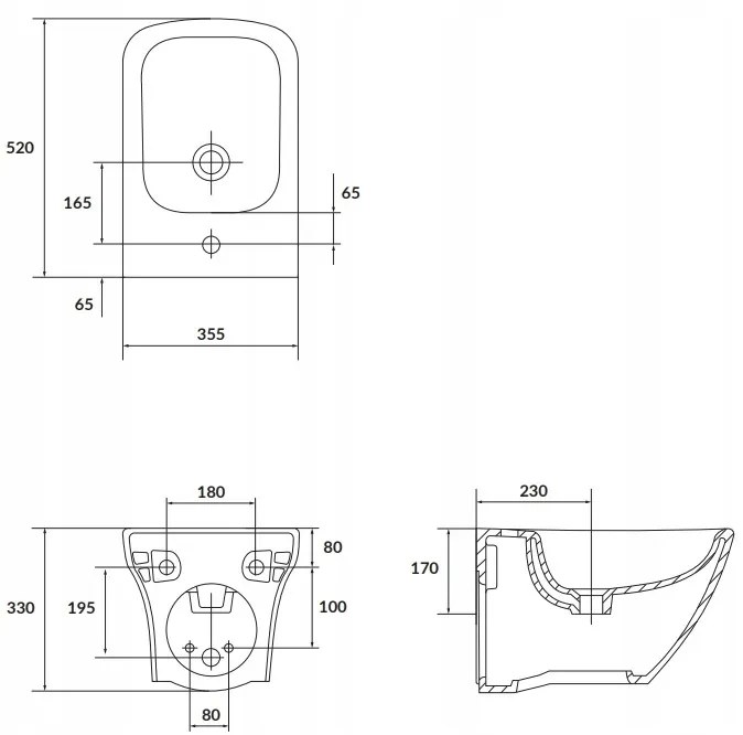 Cersanit Larga Square, závěsný bidet, bílá, K120-012