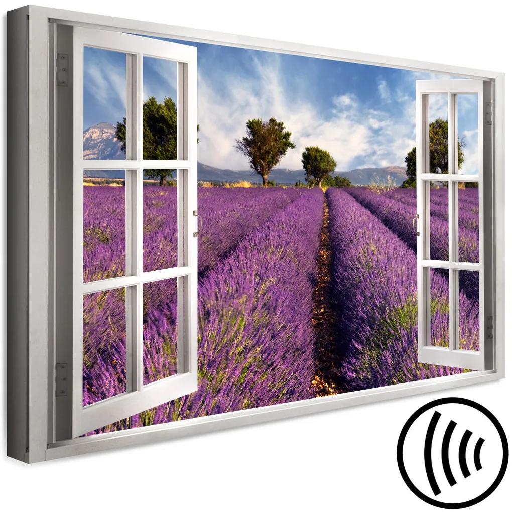 Obraz Krajina levandulové přírody (1-dílný) - voňavý ráj za oknem