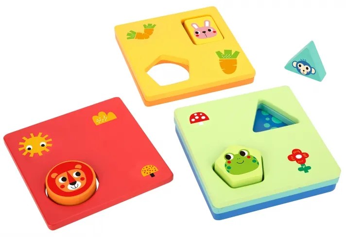 Tooky Toy Montessori Puzzle Zvířecí tvary a barvy