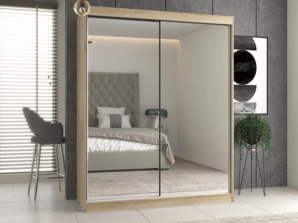 Šatní skříň se 2 zrcadly IGA 160 cm dub sonoma