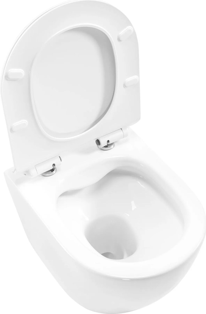 Rea Carter Rimless, závěsné WC mísa 490x370x325 mm + toaletní WC sedátko, bílá lesklá, REA-C1400