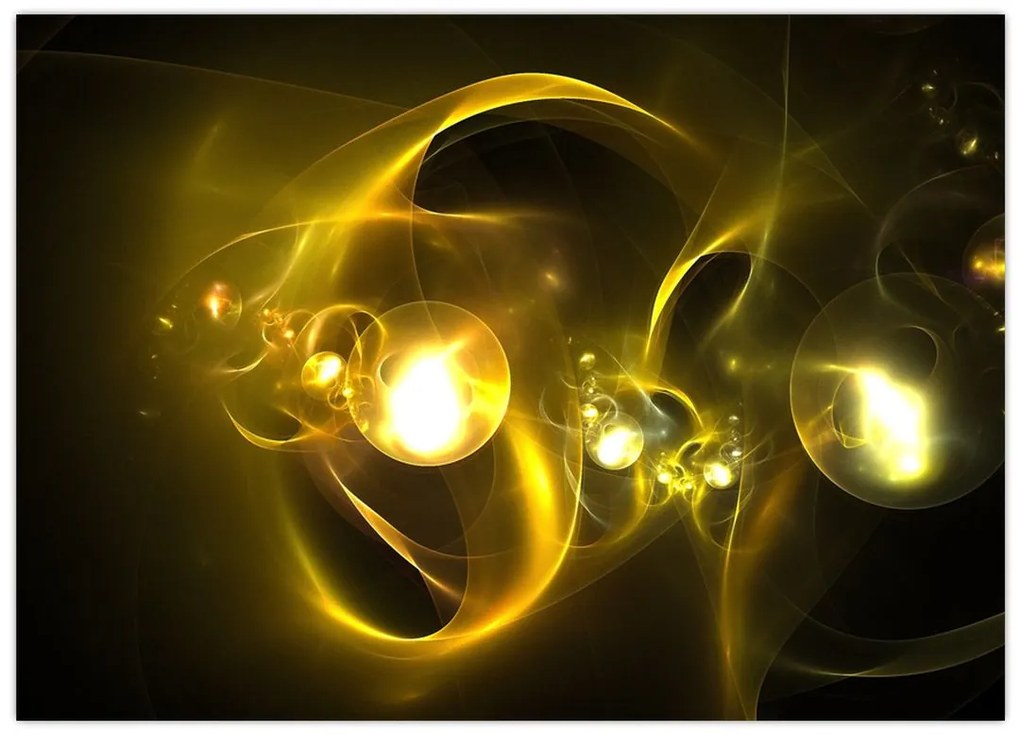 Abstraktní obraz žlutých koulí (70x50 cm)