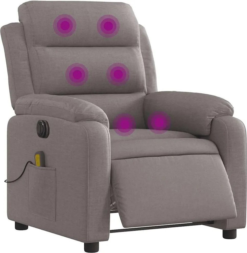 Elektrické masážní polohovací křeslo taupe textil 3204976