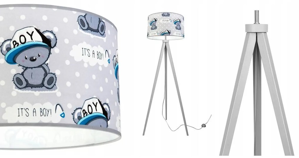 Dětská stojací lampa Cone, 1x textilní stínítko se vzorem, (výběr ze 2 barev konstrukce)