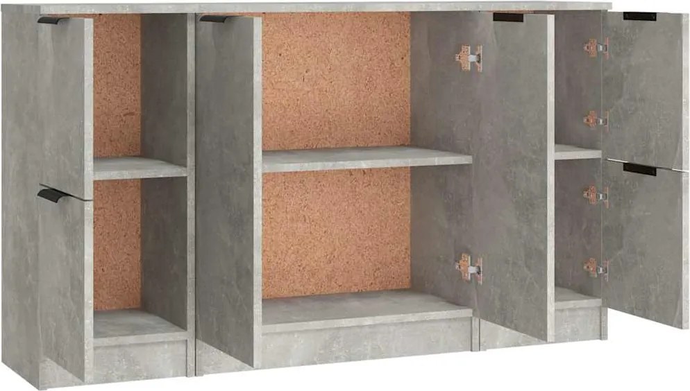 Příborníky 3 ks betonově šedé kompozitní dřevo 3115847