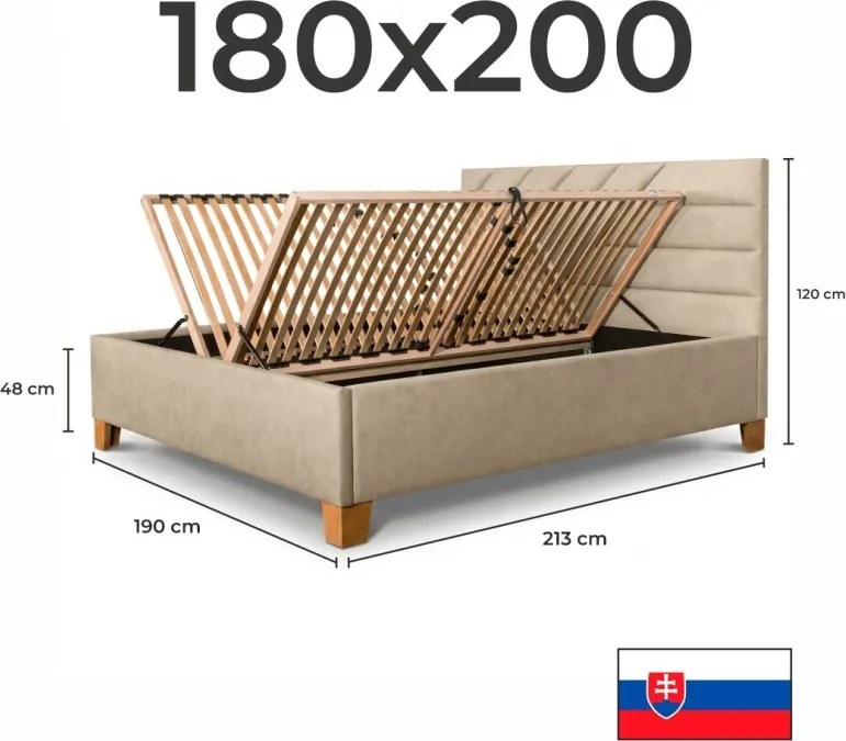 Postel čalouněná BOMAL + lamelový rošt + matrace EMI