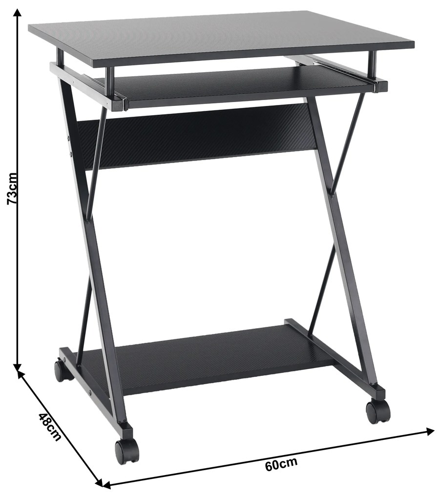 Kondela Pojízdný PC stůl / herní stůl s kolečky, černá, TARAK