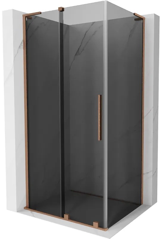 Mexen Velar L, sprchový kout s posuvnými dveřmi 100 x 120 cm, 8mm šedé sklo, měděná matná, 871-100-120-43-65