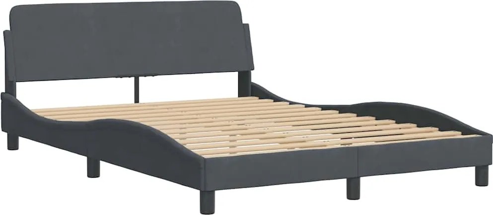 Rám postele bez matrace tmavě šedý 140 x 190 cm samet 3207918