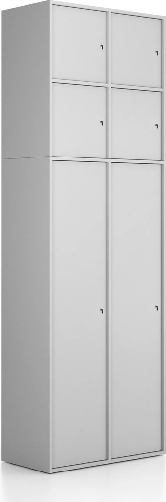 Nástavba pro skříně FRAME, 4x dveře, 872 x 450 x 854 mm, cylindrický zámek, šedá
