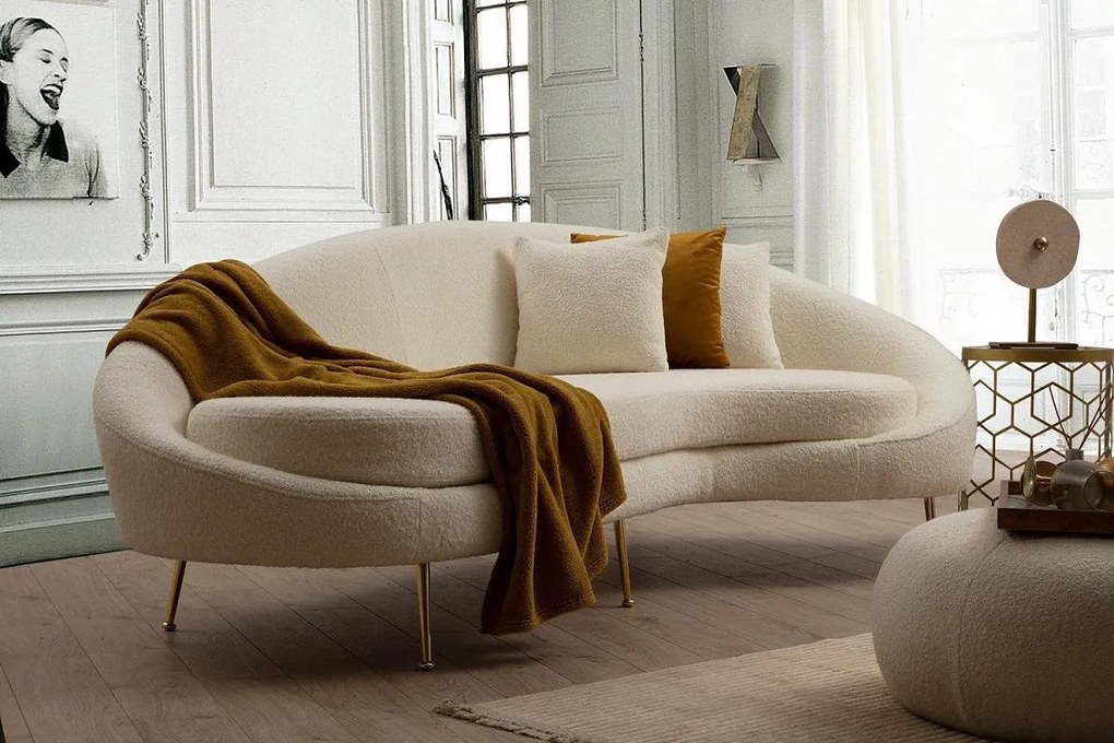 Designová 3-místná sedačka Zeena 255 cm krémová