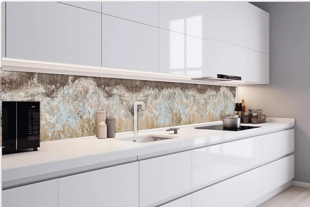 DIMEX | Fototapeta do kuchyně Betonová zeď s trhlinami KI-420-270 | 420 x 60 cm | hnědá, béžová, šedá