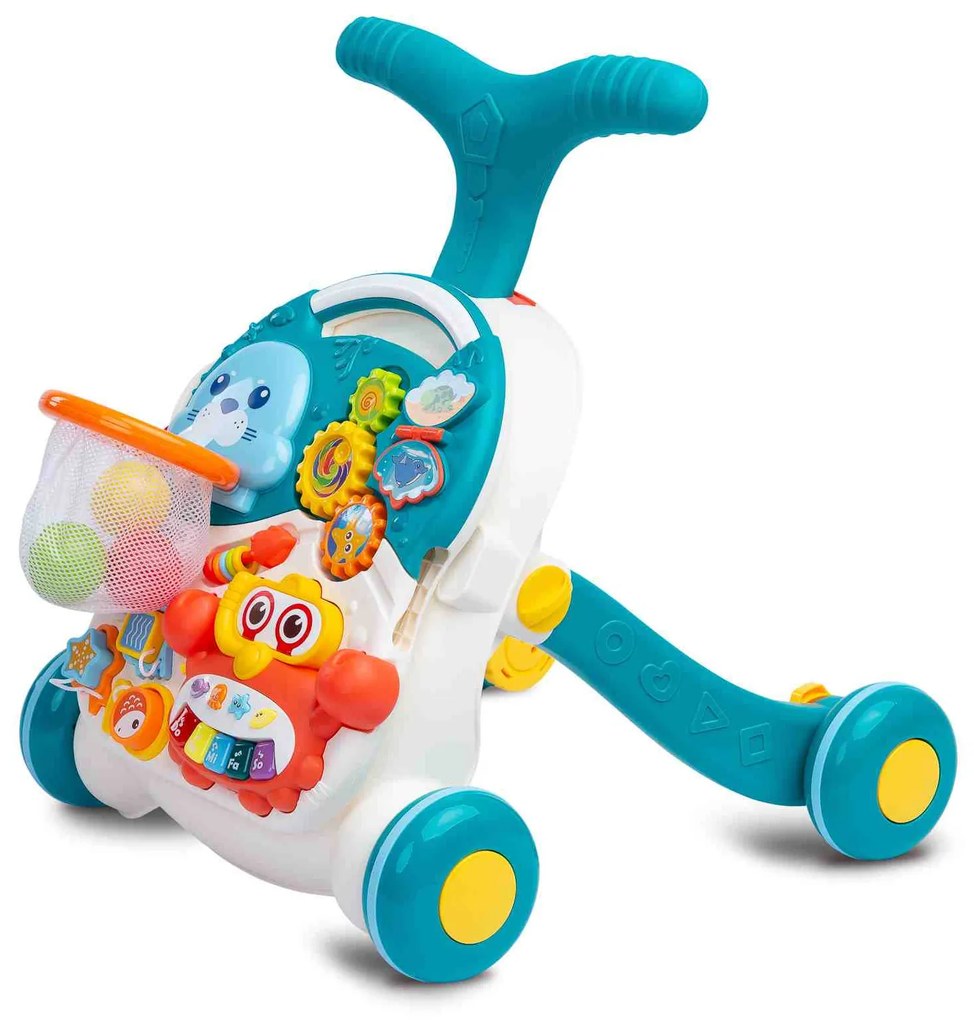 Dětské hrající edukační chodítko 2v1 Toyz Spark turquoise Modrá