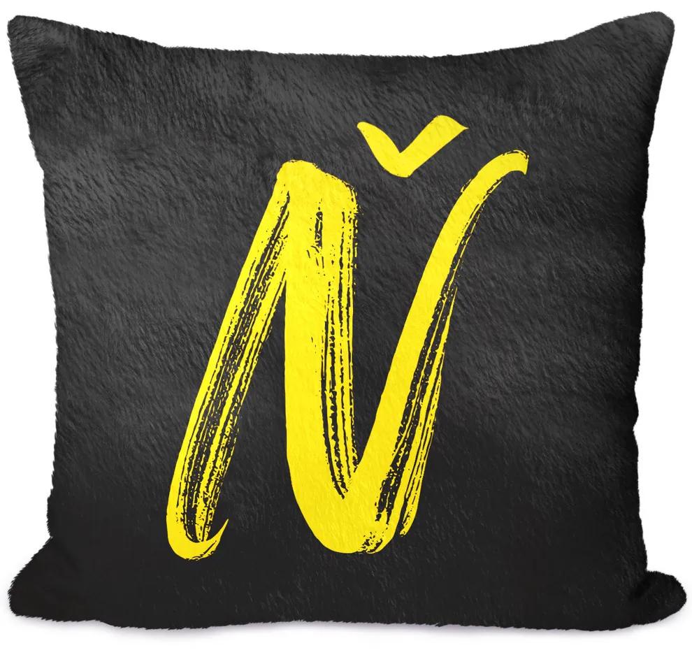 Polštář – písmeno Ň (Velikost: 40 x 40 cm, Materiál: Mikroplyš, Barva: Žlutá)