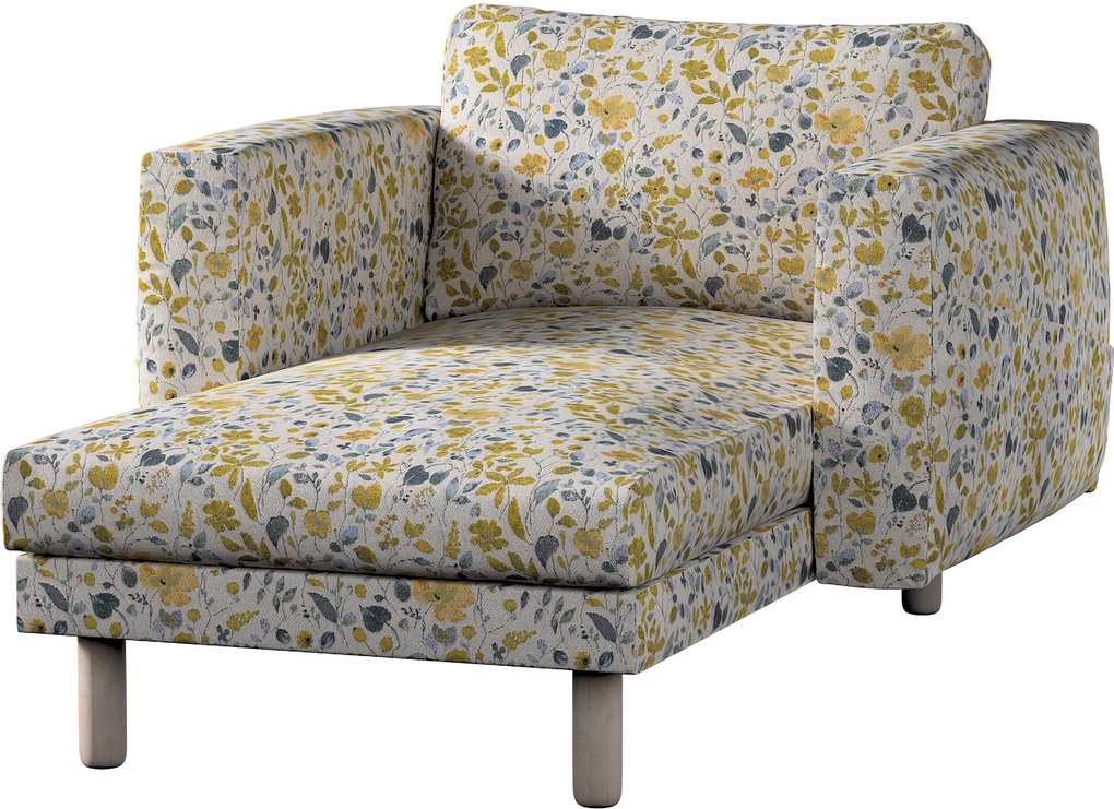 Potah na IKEA Norsborg šezlong s loketními opěrkami barva žlutá látka pletený vzor, vzorované
