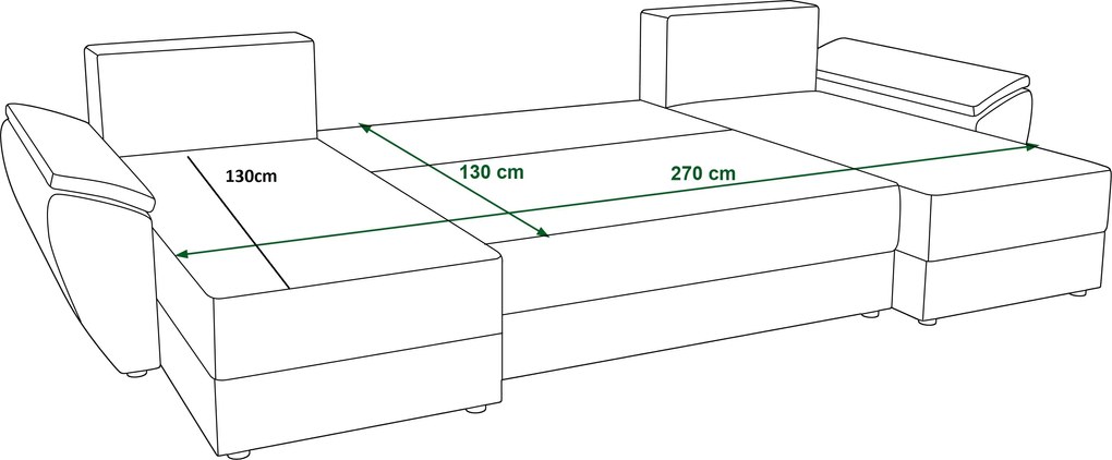 Rozkládací sedací souprava do U TAVERO 321x140 cm, hořčicová