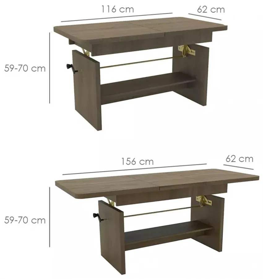 Konferenční stolek JANEK 2v1 | rozkládací 116-156 cm | lefkas