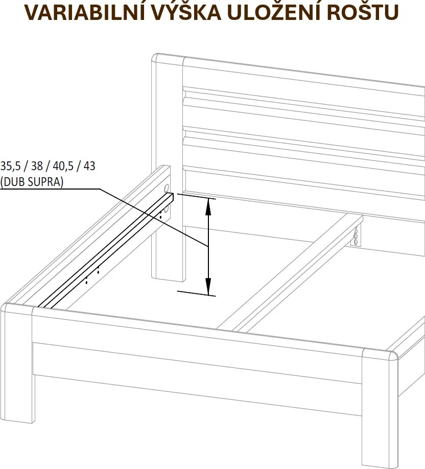 Massivo.cz Dubová postel Dublin Supra 180x200 cm, dub, masiv