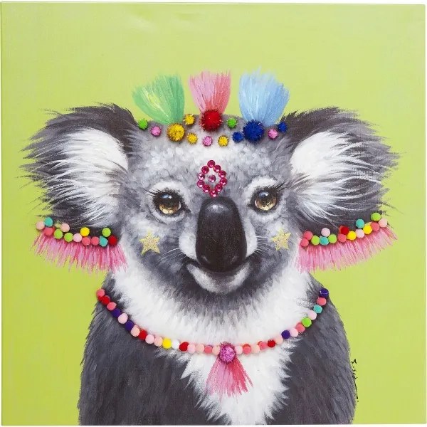 Obraz s ručními tahy Koala Pom Pom 70×70 cm