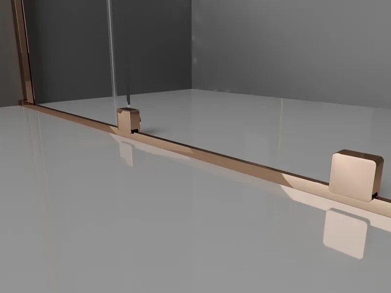 Mexen Velar sprchová stěna posuvná Walk-in 160 x 200 cm, matné 8 mm, růžové zlato - 871-160-000-33-60