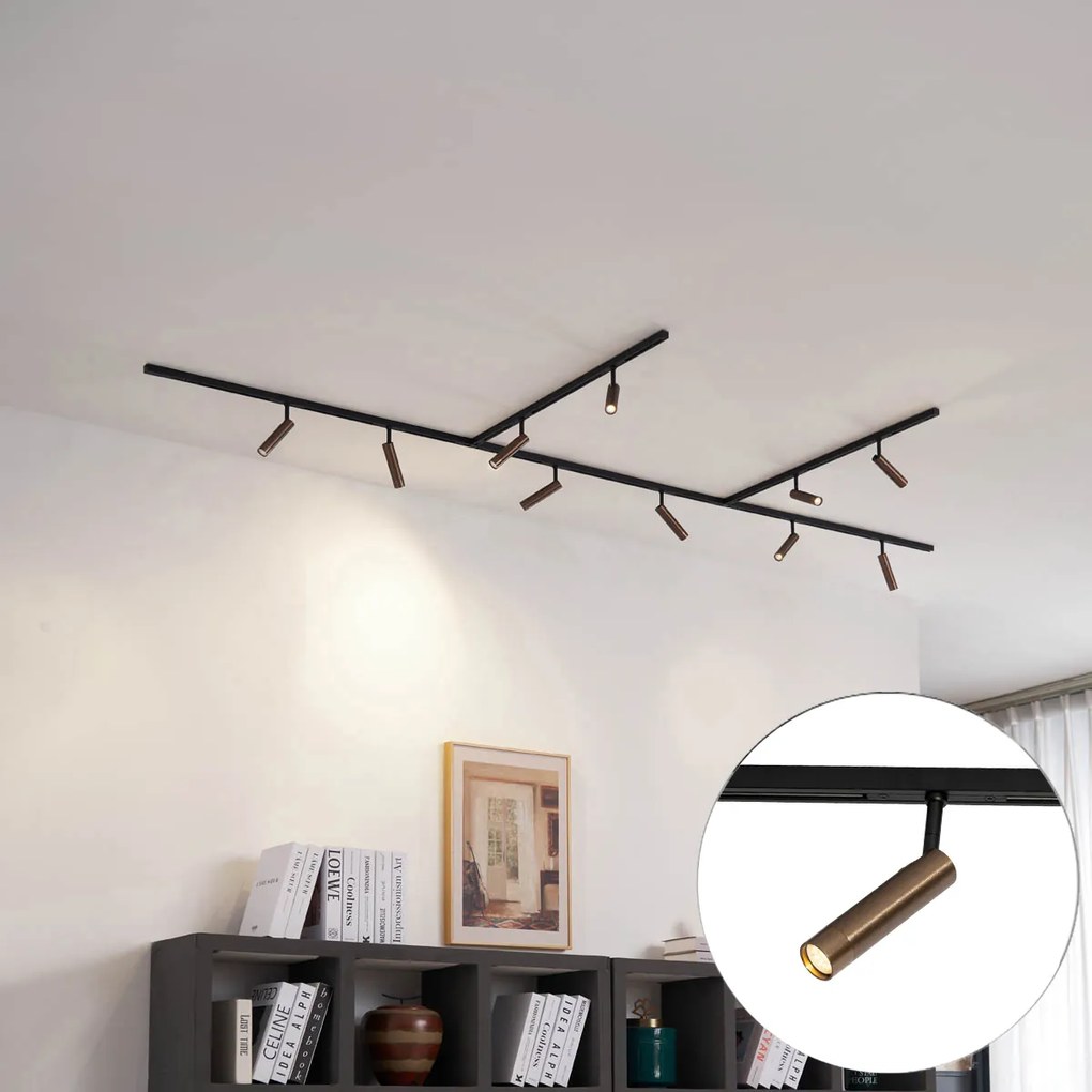 Moderní kolejnicový systém s 10 reflektory tmavě bronzový 1-fázový - Slimline Uzzy