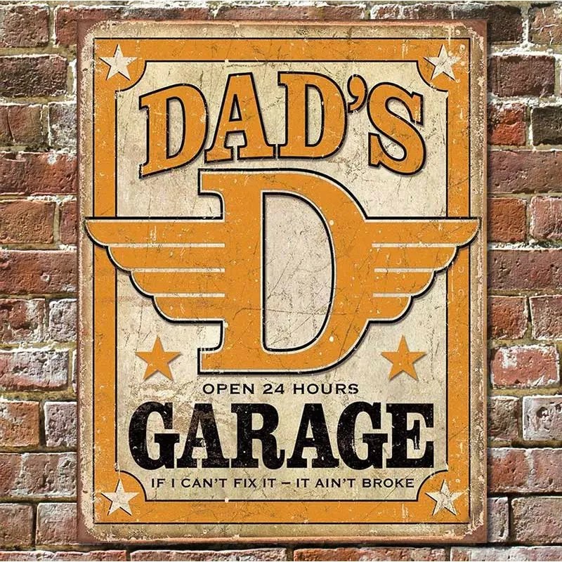 Plechová cedule Dads Garage 40 cm x 32 cm