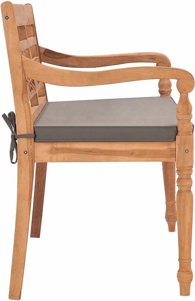 Lavice Batavia s tmavě šedou poduškou 120 cm masivní teak 316030