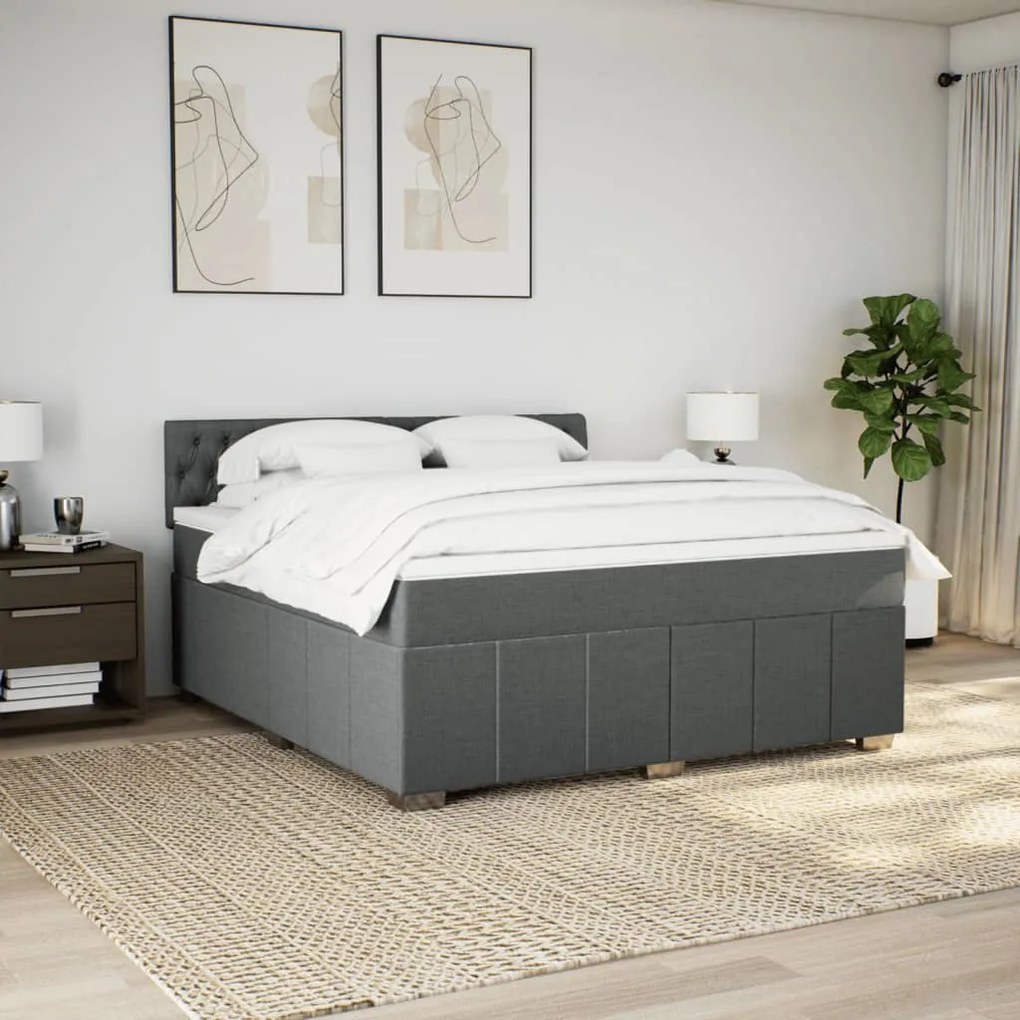 Box spring postel s matrací tmavě šedá 180x200 cm textil 3289455