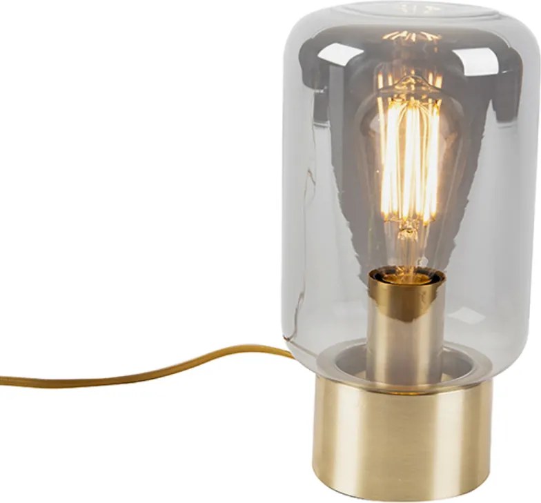 Designová stolní lampa mosaz s kouřovým sklem - Bliss Cute
