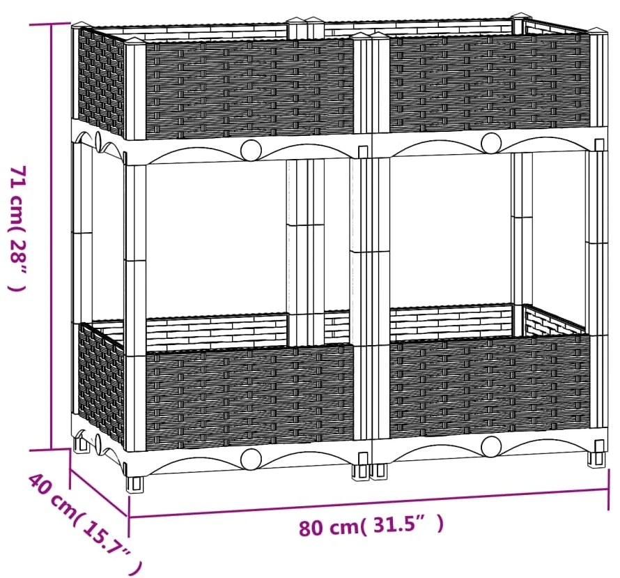 vidaXL Marketos Vyvýšený záhon 80 x 40 x 71 cm polypropylen