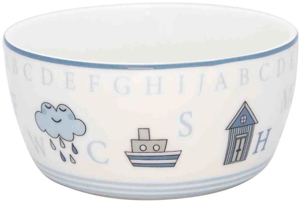 GreenGate dětská porcelánová miska Charlie Blue ⌀12,2cm