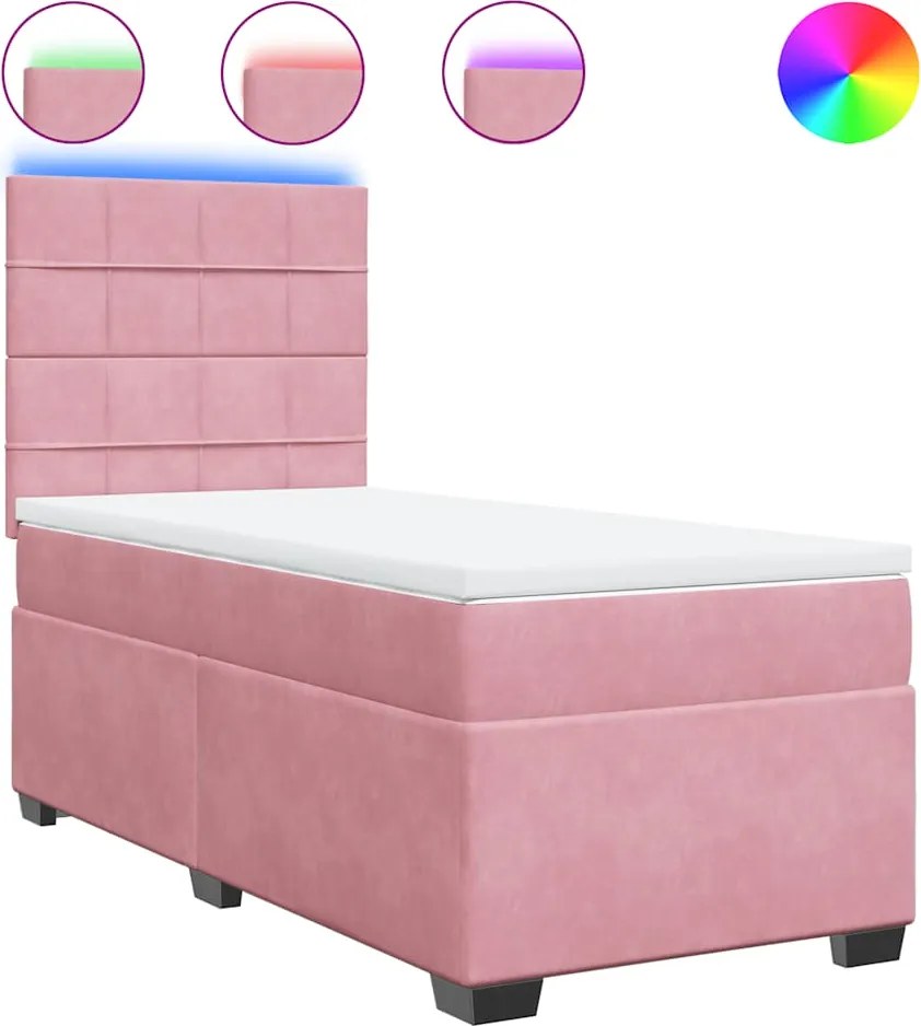 Box spring postel s matrací růžová 80 x 200 cm samet 3293067
