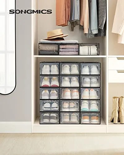 Organizér na boty MARI, 18boxů, černá/průsvitná SongmicsHome