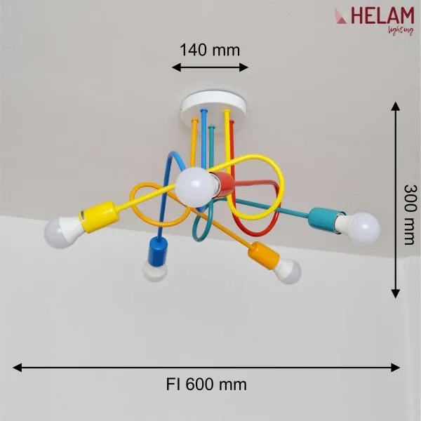 LED Dětský přisazený lustr OXFORD 5xE27/15W/230V