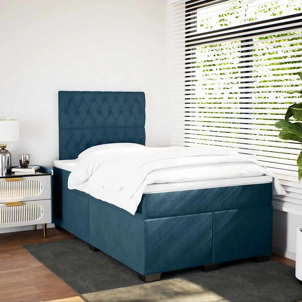 Box spring postel s matrací modrá 120 x 200 cm samet 3290892