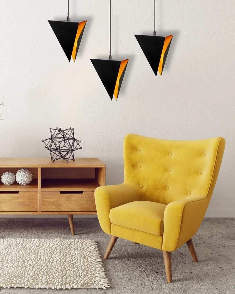 Toolight - Trojúhelníková stropní lampa 3xE27 APP254-3CP, černá, OSW-08009
