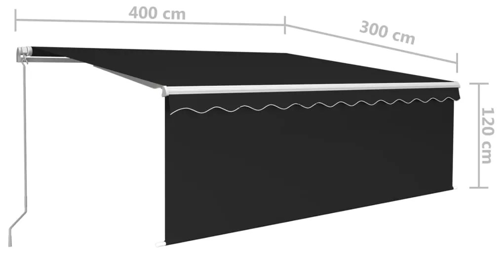 vidaXL Marketos Ručně zatahovací markýza s roletou a LED 4 x 3 m antracitová