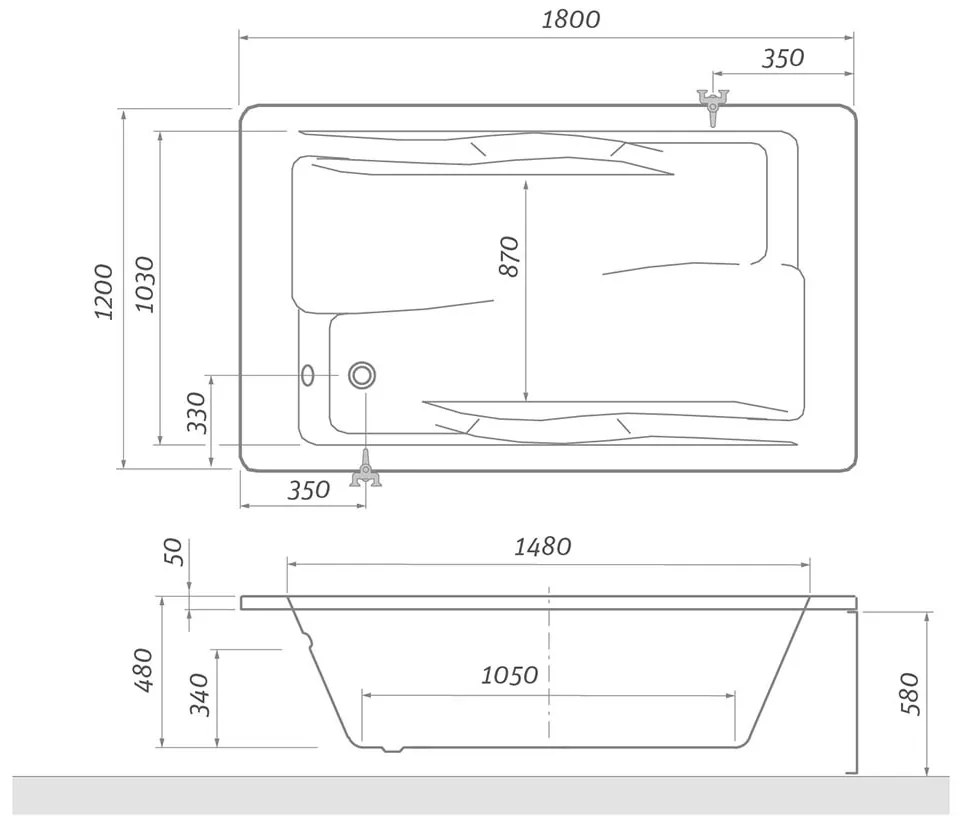 Roth Speciální obdélníková akrylátová vana AMORE Varianta: rozměry: 180x120 cm - (AMORE 180 - 9720000)